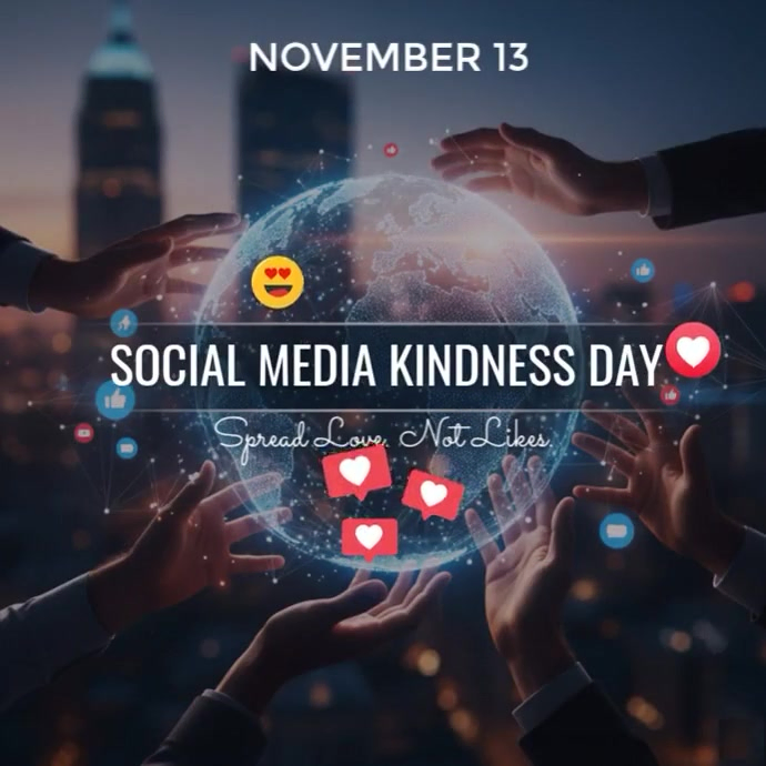 Black Joyful Social Media Kindness Day - Spread Love Not Likes ...