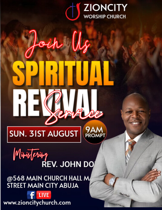 Copy of Black Joyful Spiritual Revival Sunday Service Flyer (us Letter ...