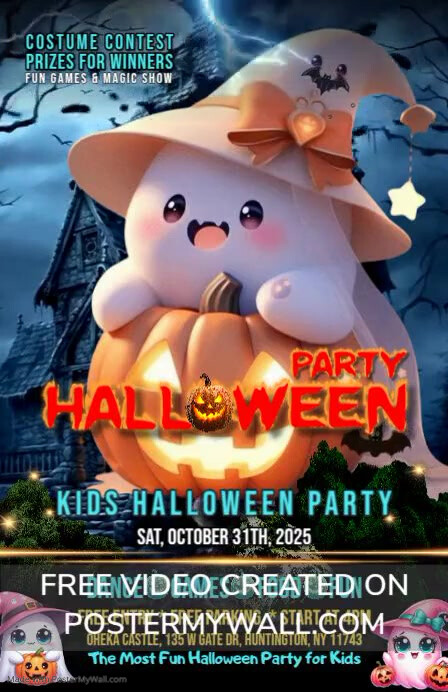 Black Joyful Spooktacular Kids Halloween Party Half Page Wide Template ...