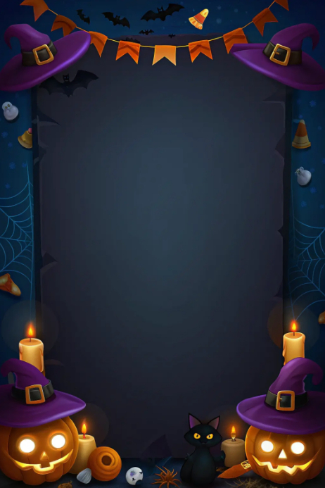 Black Joyful Spooky Halloween Night Border Frame Poster Template ...