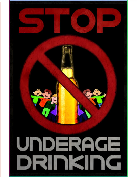Plantilla de Black Joyful Stop Underage Alcohol Drinking Poster Flyer ...