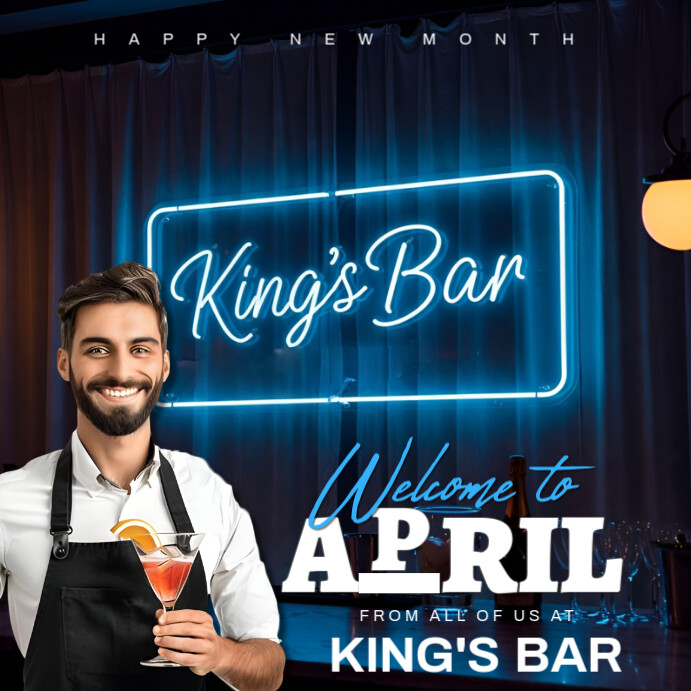 Copy of Black Joyful Stylish Bar Brand Happy New Month Greetings ...