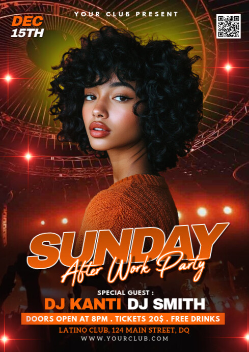 Black Joyful Sunday After Work Party A4 Template | PosterMyWall