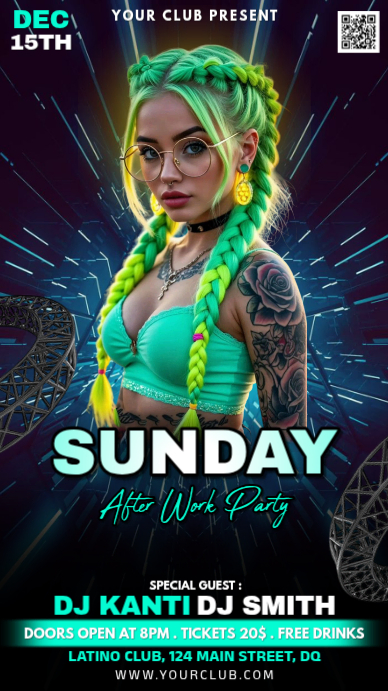 Black Joyful Sunday After Work Party Instagram Story Template ...