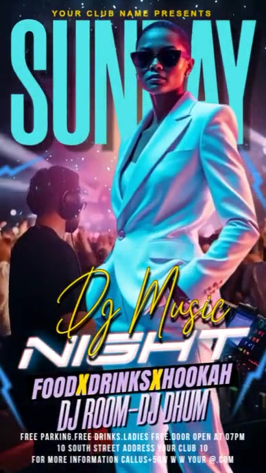 Plantilla de Black Joyful Sunday Dj Night Club Party Instagram Reel ...