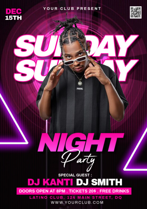 Modèle Black Joyful Sunday Night Party A4 | PosterMyWall