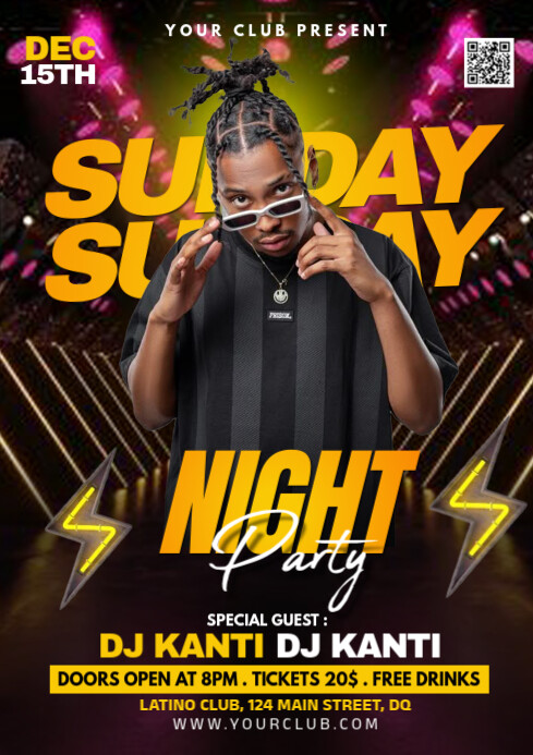 Copy of Black Joyful Sunday Night Party A4 | PosterMyWall