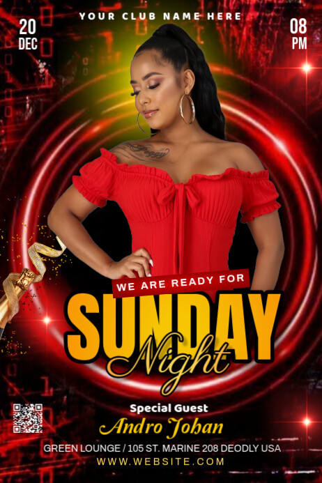 Copy of Black Joyful Sunday Night Party Banner 4' × 6' | PosterMyWall