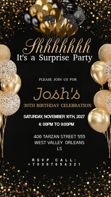 Copy of Black Joyful Surprise Party Poster Design Instagram Story ...