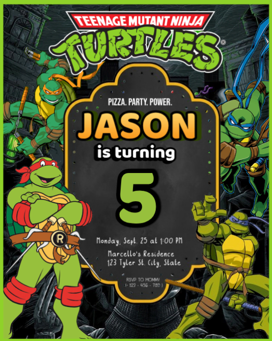 Black Joyful Teenage Mutant Ninja Turtles Instagram Portrait Template ...