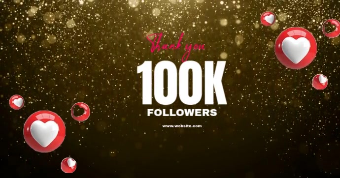 Black Joyful Thanks 100k Followers Facebook Shared Image Template ...