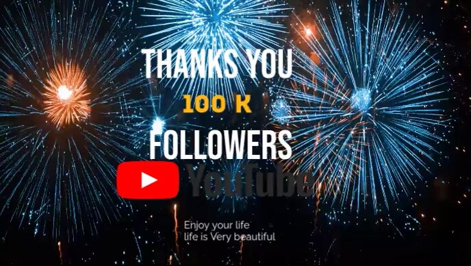 Black Joyful Thanks 100k Followers Youtube Youtube Thumbnail Template ...