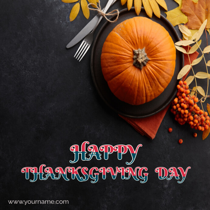Plantilla de Black Joyful Thanksgiving Day Instagram Post | PosterMyWall