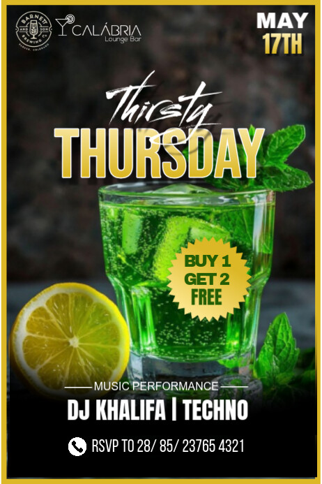 Plantilla de Black Joyful Thirsty Thursday Poster | PosterMyWall