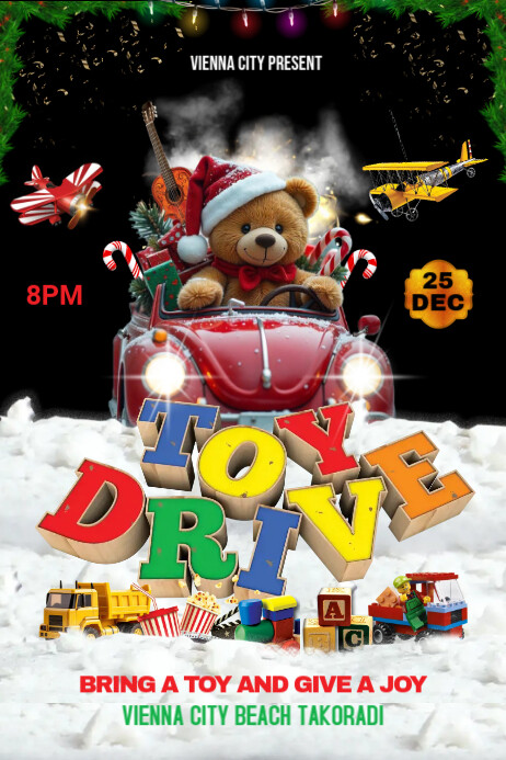 Black Joyful Toy Drive Banner 4' × 6' Template | PosterMyWall