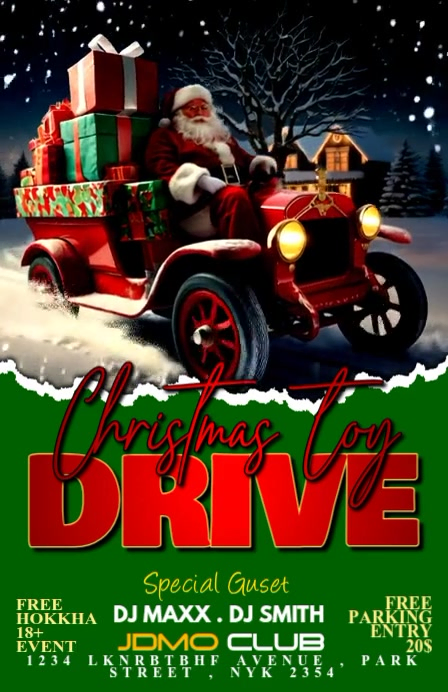 Black Joyful Toy Drive Half Page Wide Template | PosterMyWall