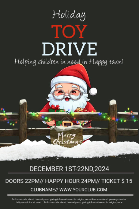Black Joyful Toy Drive Poster Template | PosterMyWall