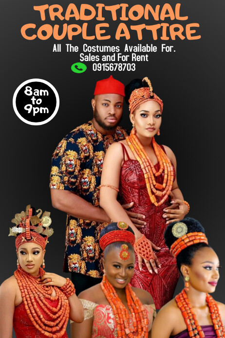 Black Joyful Traditional Couples Attire Po Template | PosterMyWall