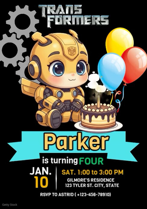 Black Joyful Transformer Bumblebee A4 Template | PosterMyWall