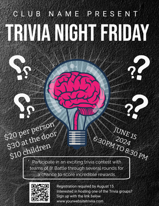 Plantilla de Black Joyful Trivia Night Flyer Flyer (us Let | PosterMyWall