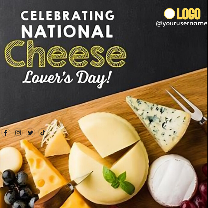 Black Joyful United States Cheese Day Anniver Template | PosterMyWall