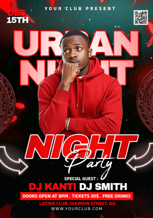 Black Joyful Urban Night Party A4 Template | PosterMyWall