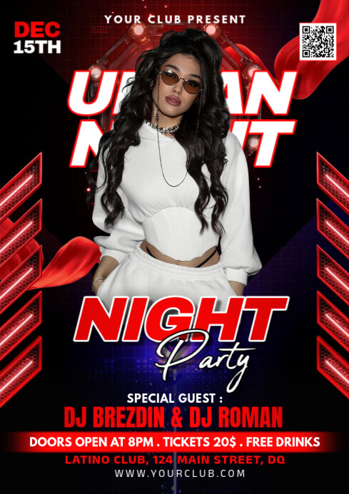 Black Joyful Urban Night Party A4 Template | PosterMyWall