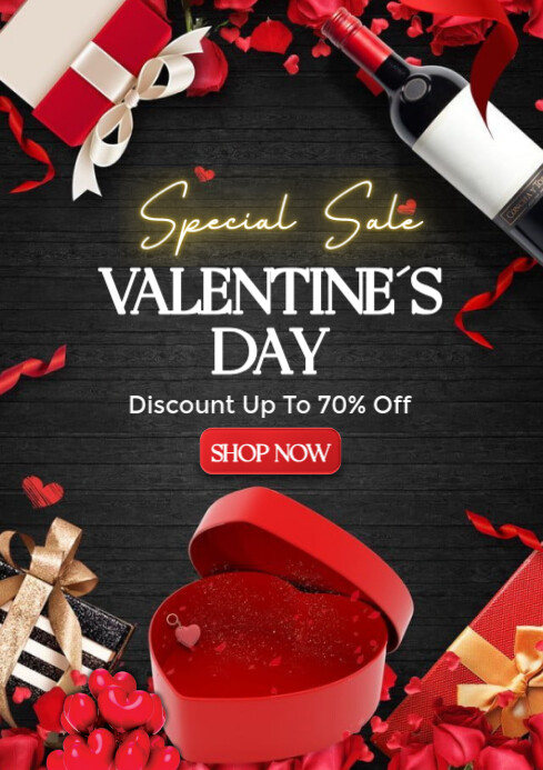 Black Joyful Valentine Day Sale Flyer A4 Template | PosterMyWall