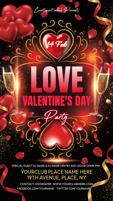 Black Joyful Valentines Day Instagram Story Template | PosterMyWall