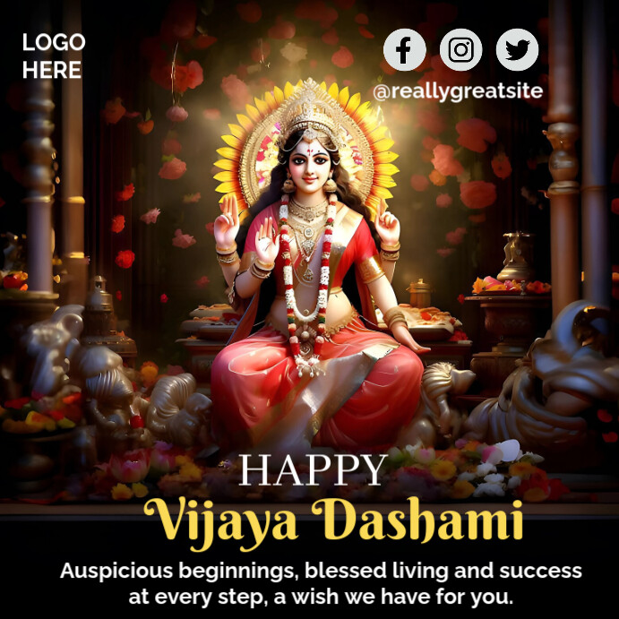 Black Joyful Vijaya Dashami Instagram Post Template | PosterMyWall