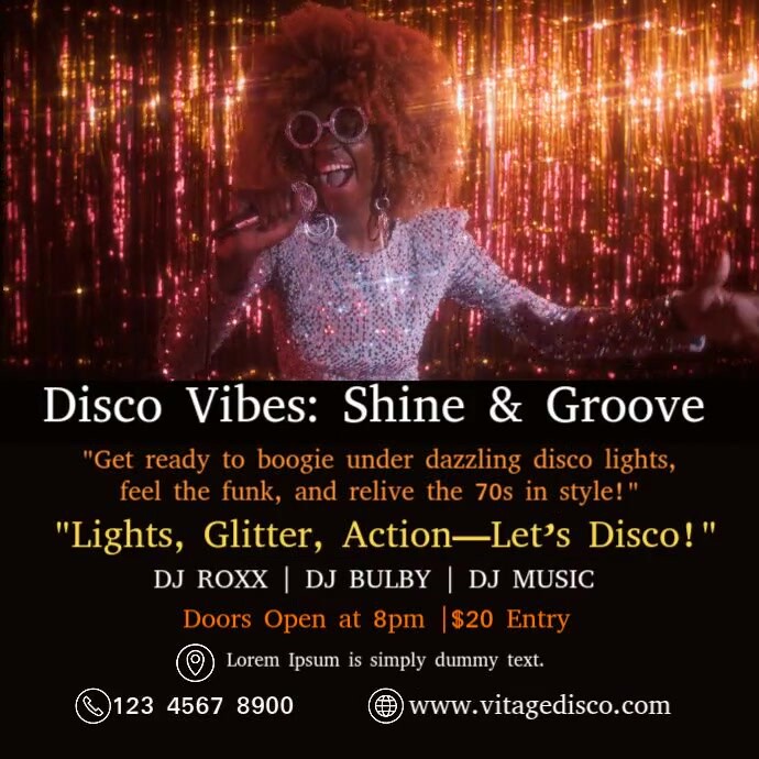 Black Joyful Vintage Disco Instagram Post Template | PosterMyWall