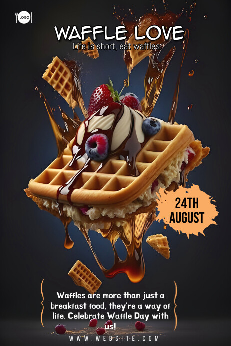 Black Joyful Waffle Day Poster Template | PosterMyWall