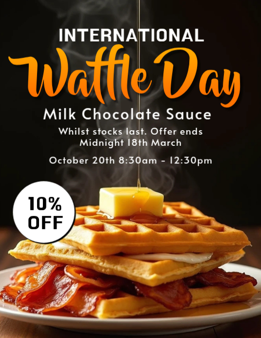Black Joyful Waffle Day Promotion Flyer Template | PosterMyWall