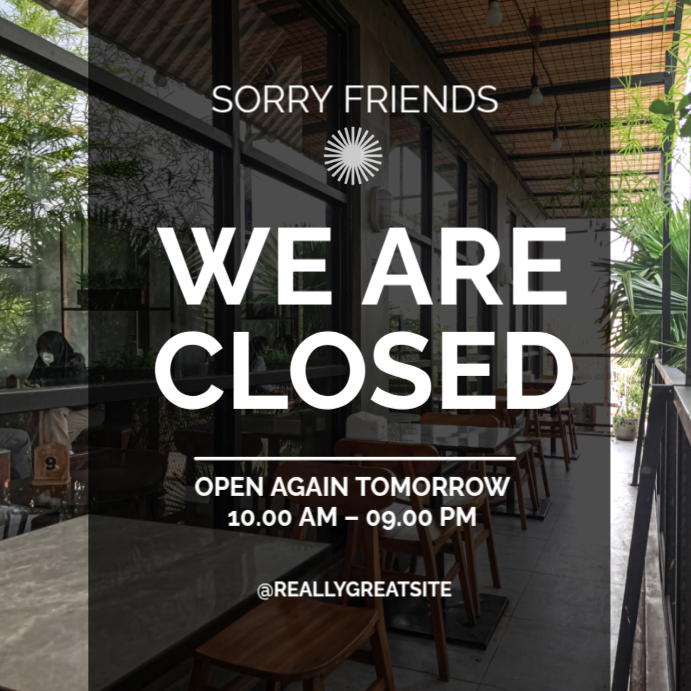 Black Joyful We Are Closed Instagram Post Template | PosterMyWall
