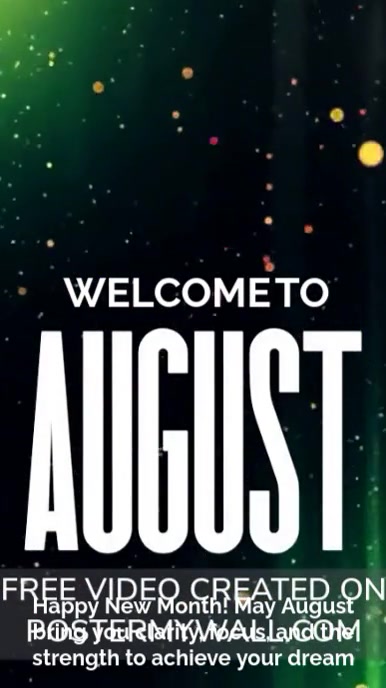 Black Joyful Welcome To August Youtube Short Template | PosterMyWall