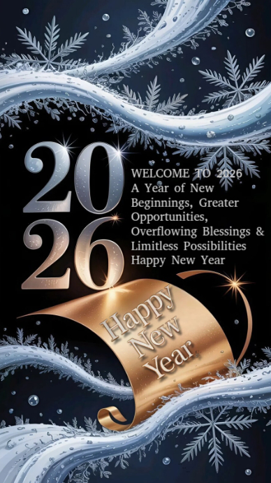 Plantilla de Black Joyful Welcome To Year 2026 Flyers Instagram Story ...