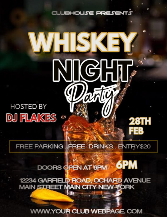 Copy of Black Joyful Whiskey Friday Night Party Flyer (us Letter ...