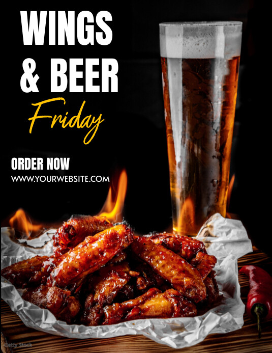 Black Joyful Wing & Beer Friday Flyer (us Let Template | PosterMyWall