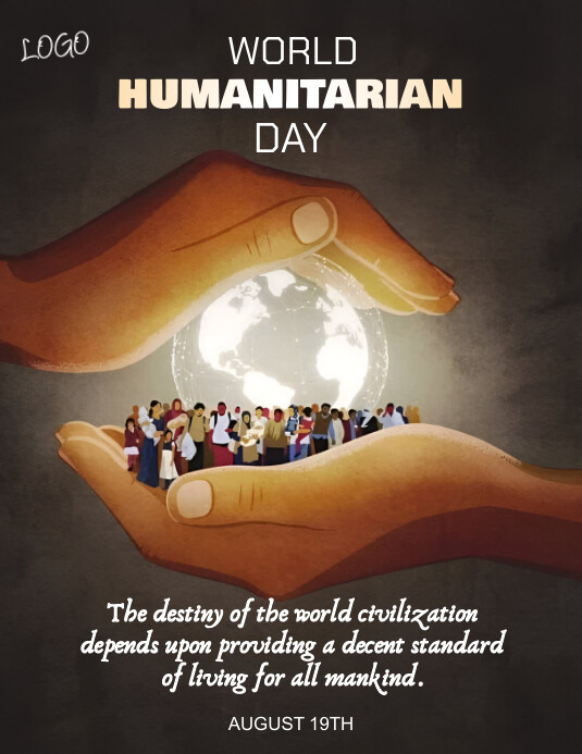 Plantilla de Black Joyful World Humanitarian Day Flyer (u | PosterMyWall