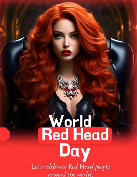 Black Joyful World Red Head Day Flyer (us Let Template | PosterMyWall