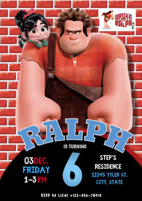 Modèle Black Joyful Wreck It Ralph Birthday A4 | PosterMyWall