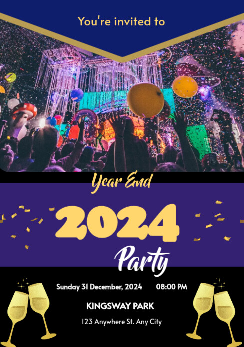 Black Joyful Year End Party A4 Template | PosterMyWall