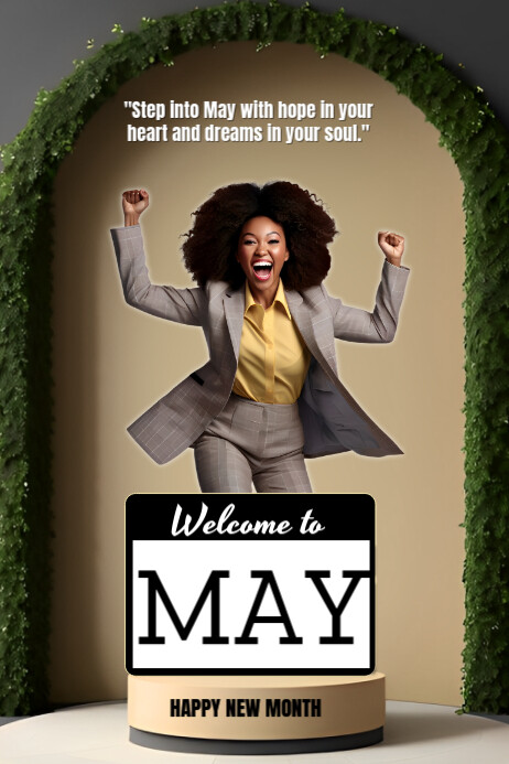 Black Joyful Yellow Background Pastel Welcome To May Poster Template ...