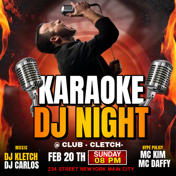 Black Karaoke DJ Night Instagram Post Template | PosterMyWall