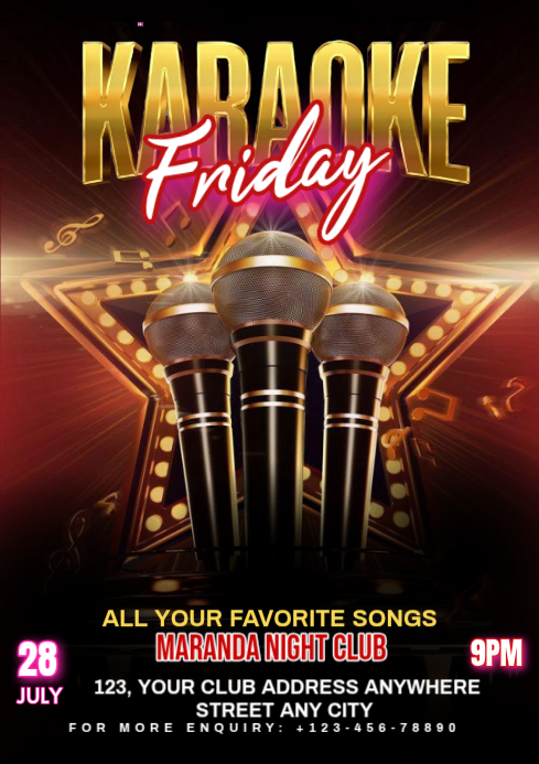 Black Karaoke Night A3 Template | PosterMyWall