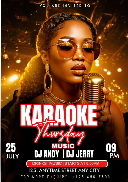 Black Karaoke Night A4 Template | PosterMyWall