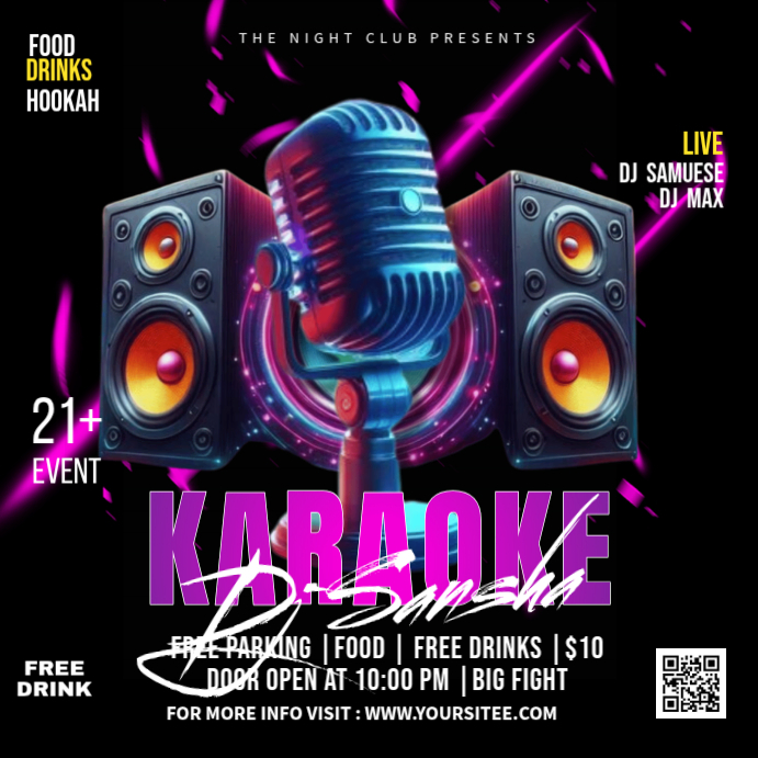 Black Karaoke Night Event Instagram Post Template | PosterMyWall