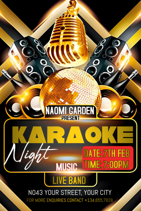 Black Karaoke Night Event Pinterest Graphic Template | PosterMyWall