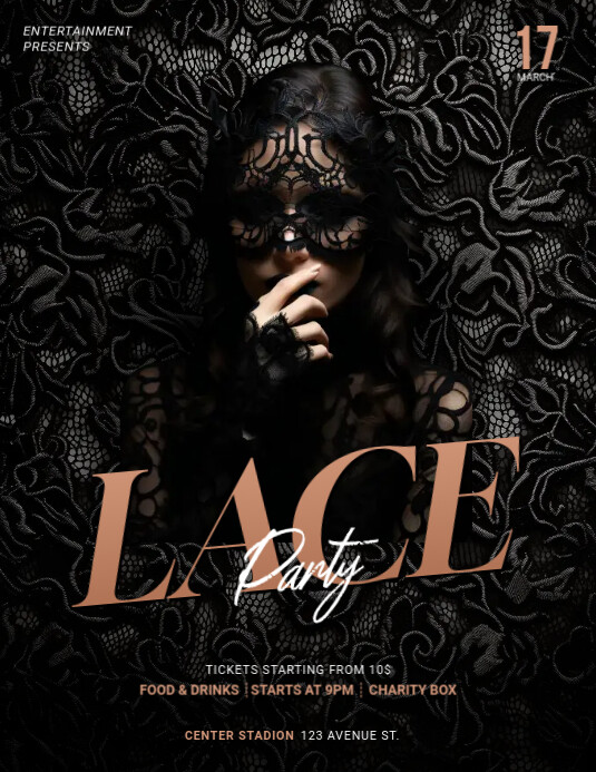 Black Lace Party flyer template | PosterMyWall