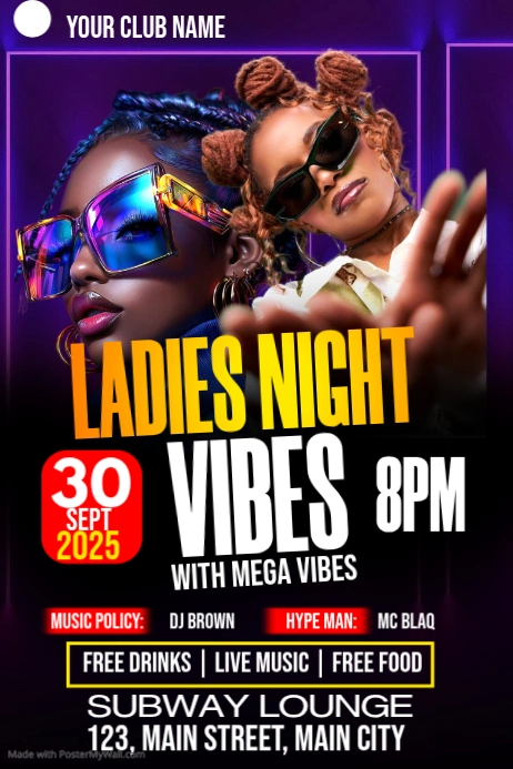 Black Ladies Night Event Poster Template | PosterMyWall